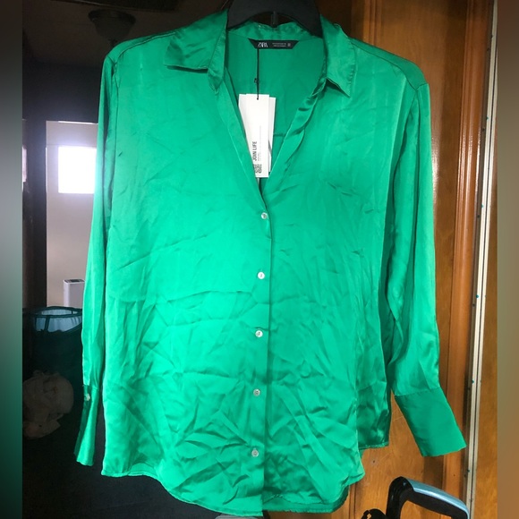 Zara | Tops | Zara Satin Effect Shirt | Poshmark